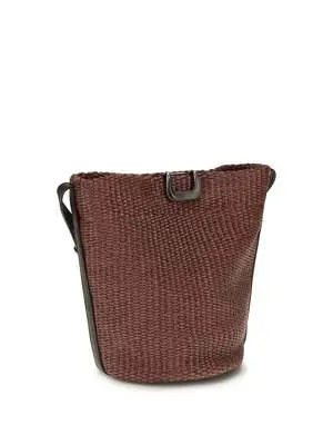 Brunello Cucinelli Small Sartorial Bucket Bag In Raffia - Multicolor