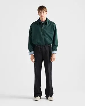 Prada Long-leeved Cotton Polo Hirt - Navy