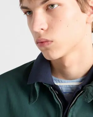 Prada Long-leeved Cotton Polo Hirt - Navy