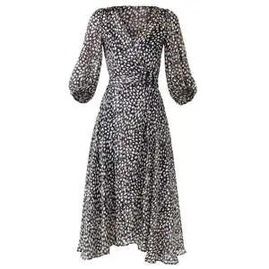 SACHA DRAKE Cloudland Wrap Dress In Navy White Spot - Blue