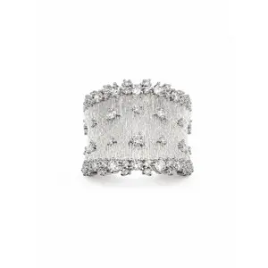 NUVV COLLECTION Adjustable Crystal Cuff Statement Ring