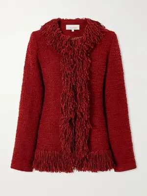 LIBEROWE Fringed Wool-blend Tweed Jacket - Red