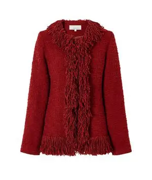 LIBEROWE Fringed Wool-blend Tweed Jacket - Red