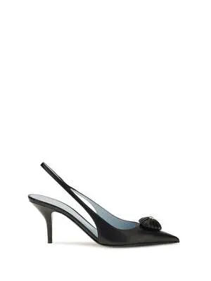 Valentino Garavani Coeur Royal Slingback Leather Pumps - Black