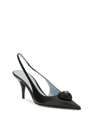 Valentino Garavani Coeur Royal Slingback Leather Pumps - Black