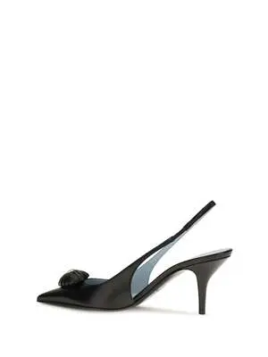 Valentino Garavani Coeur Royal Slingback Leather Pumps - Black