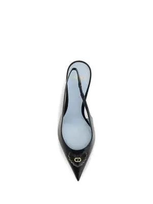 Valentino Garavani Coeur Royal Slingback Leather Pumps - Black