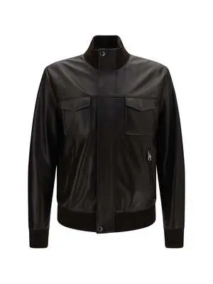 Dolce & Gabbana Lambskin Bomber Jacket - Brown
