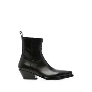 ANN DEMEULEMEESTER Leather Pointed Toe Block Heel Boots