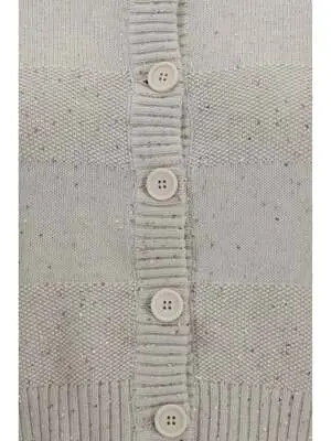 Brunello Cucinelli Long-sleeve Crewneck Cotton Sweater With Sequin Accents - Cream
