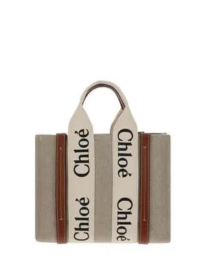 Chloé Woody Canvas Tote Bag - Brown