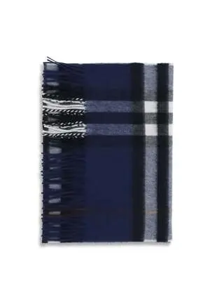 Burberry Cashmere Check Pattern Scarf - Blue