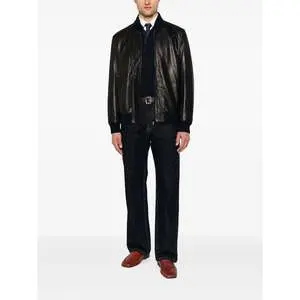 Brioni Leather Bomber Jacket