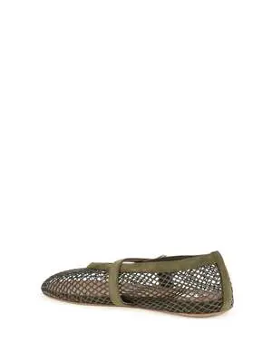 Alaïa Mesh Ballerinas With Buckled Strap - Green