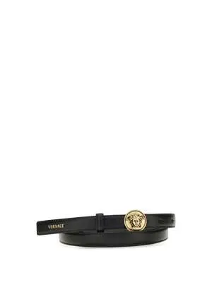 Versace Logo Leather Belt - Black