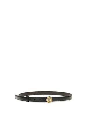 Versace Logo Leather Belt With Medusa Buckle