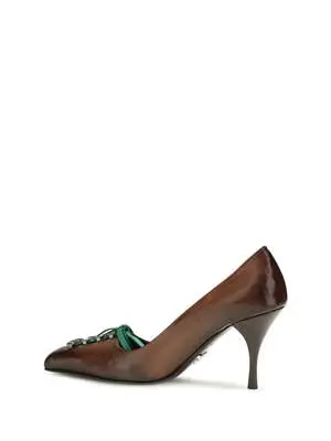 Prada Leather Lace-up Pumps - Brown