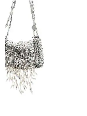 Rabanne Nano 1969 Pearl Fringe Shoulder Bag - Silver