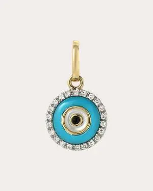 ZOE LEV Diamond & Turquoise Evil Eye Pendant