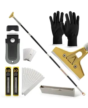XDOVET Scraper Tool Adjustable Handle Metal Blade Tile Floor Wall Stripper - Yellow