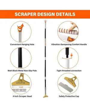 XDOVET Scraper Tool Adjustable Handle Metal Blade Tile Floor Wall Stripper