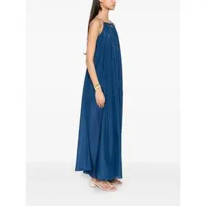 Zimmermann Satin Beaded Neckline Evening Dress - Blue