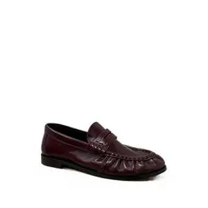 Saint Laurent Calfskin Loafers With Gold-tone Cassandre Logo - Red