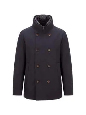 MONTECORE Dark Blue Double Breasted Jacket - Multicolor