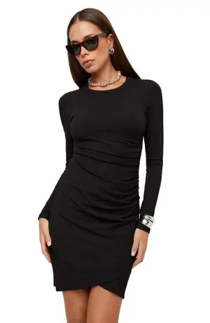 Fifteen Twenty Side Shirred Long Sleeve Minidress