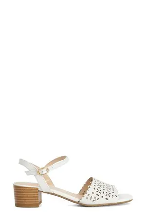 Dune London Josephina Leather Block Heel Sandals - White