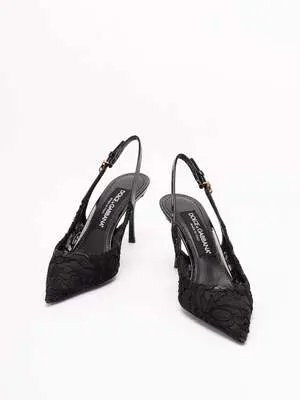 Dolce & Gabbana Black Lace Slingback High Heel Pumps