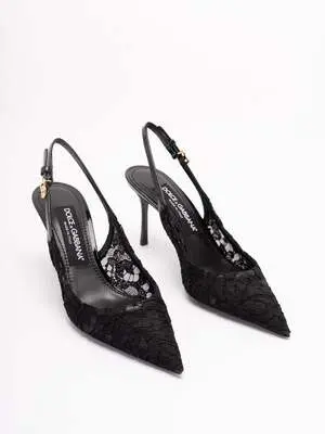 Dolce & Gabbana Black Lace Slingback High Heel Pumps