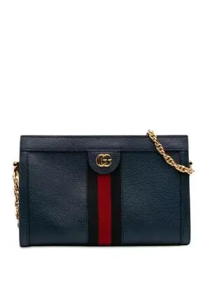 Gucci Calfskin Web Ophidia Chain Crossbody Bag - Blue