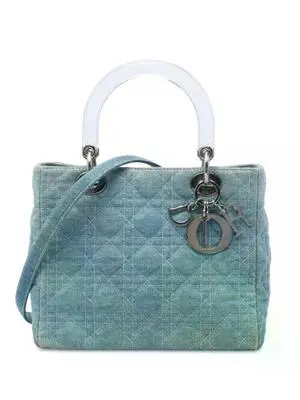 Dior Medium Denim Cannage Lady Satchel