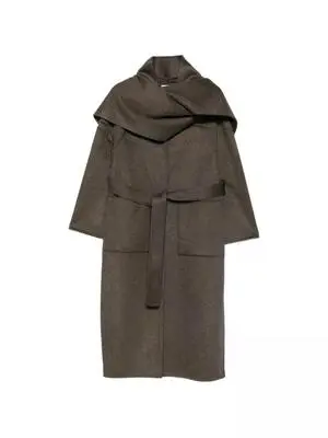 THE DYNAMIS STUDIO Scarf Detail Belted Coat - Brown