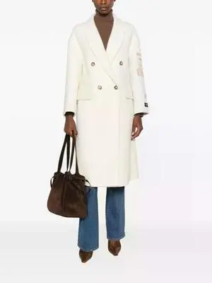 ERMANNO FIRENZE Double-breasted Floral Embroidered Coat
