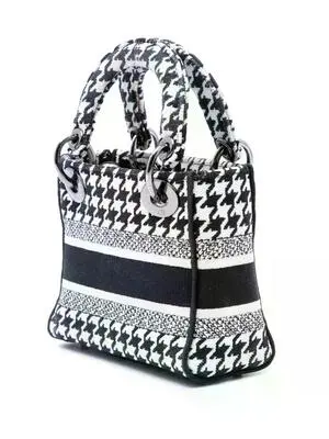 Dior Mini Lady D Lite Satchel With Houndstooth Embroidery