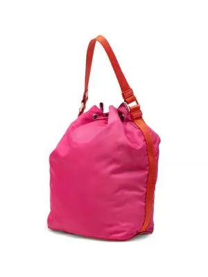 Prada Mini Bicolor Tessuto Drawstring Bucket Bag - Pink