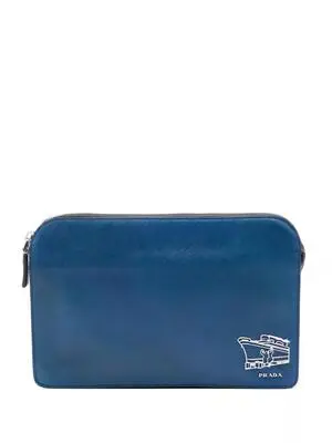 Prada Saffiano Leather Cruise Ship Voyage Clutch Bag