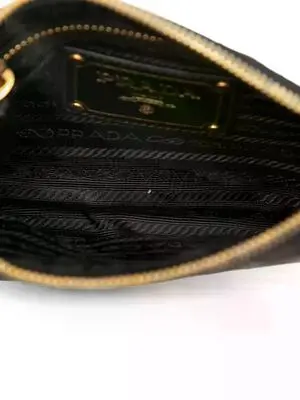 Prada Saffiano Trimmed Tessuto Logo Chain Crossbody Bag