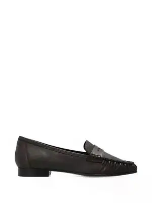AeydĒ Aldous Gathered Leather Loafers - Brown