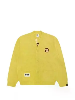 AAPE BY *A BATHING APE V-neck Cardigan With Intarsia Knit Logo - Yellow
