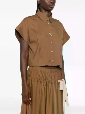 I BLUES Cropped Button-down Shirt With Classic Collar