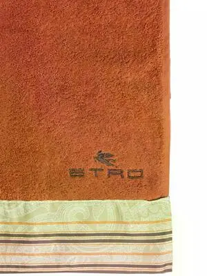Etro Paisley-print Embroidered-logo Towels Set - Orange