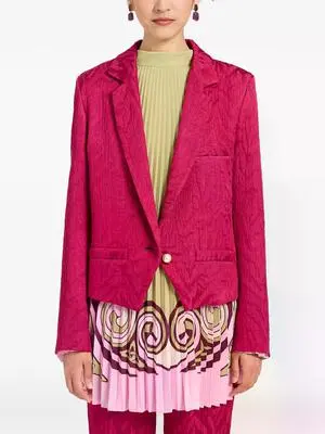 La DoubleJ Luckycharm Raspberry Animalier Print Jacquard Matelassé Cropped Jacket