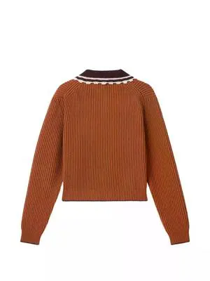 La DoubleJ Crochet-trim Ribbed-knit Sweater