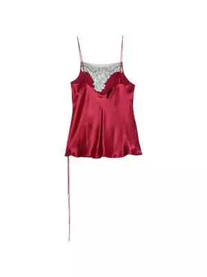 Carine Gilson Lace-trim Silk Camisole - Red