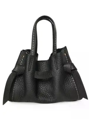 VISONA` Small Vittorina Leather Tote Bag - Black
