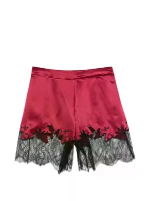 Carine Gilson Lace-trimmed Silk Shorts - Red