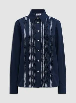 CALLAS MILANO Arletty Embroidered Cotton Poplin Shirt